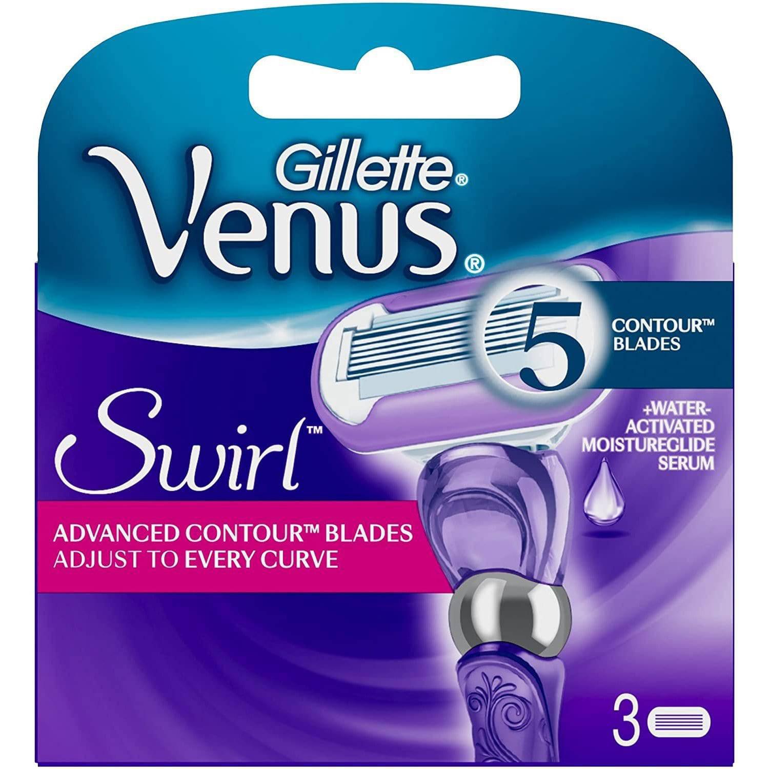 Gillette Venus Swirl Blades 3 Pack - with Water-activated moisture gli